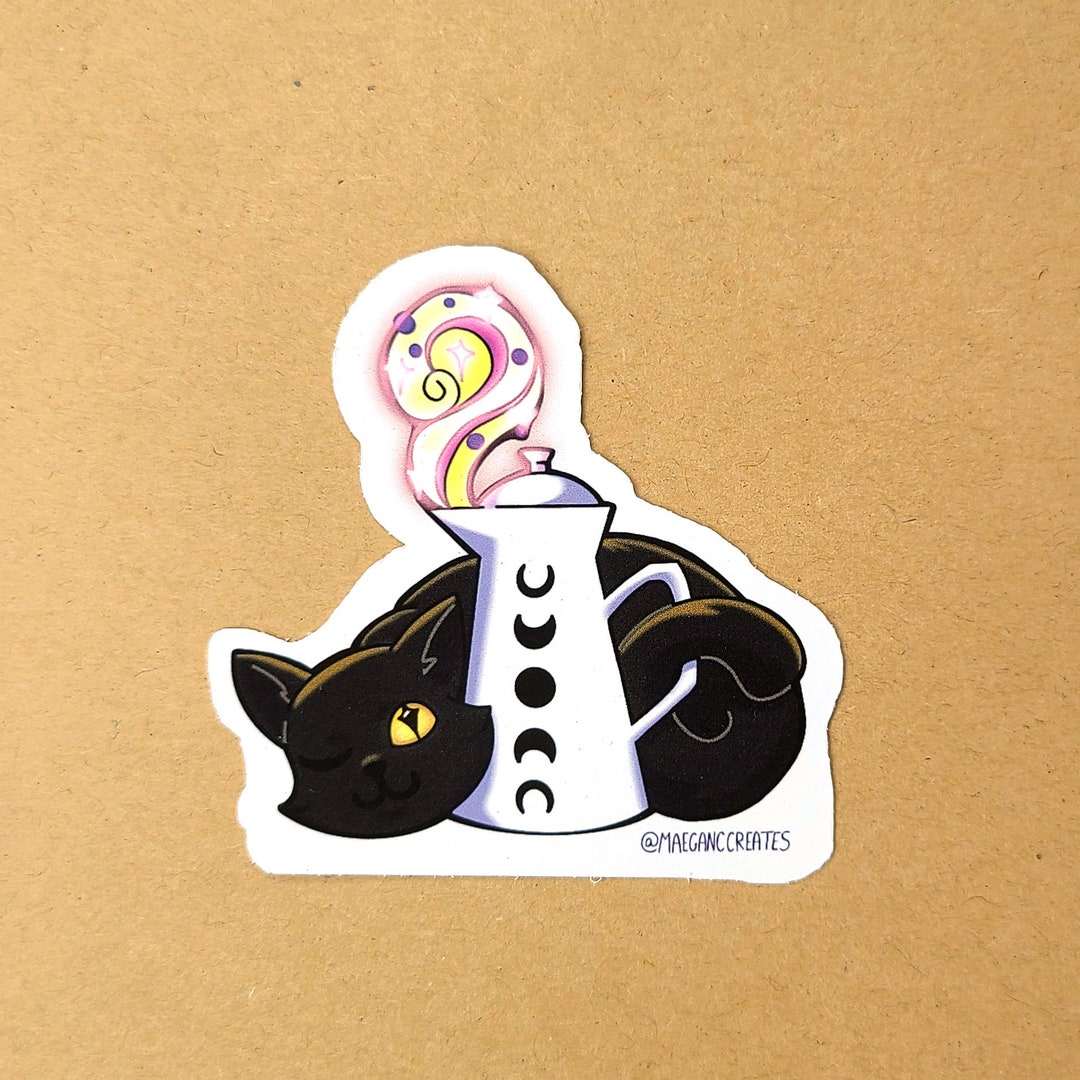Magic and Cats Carafe Cat Vinyl Sticker | Coffee, Cute Cat Sticker ...