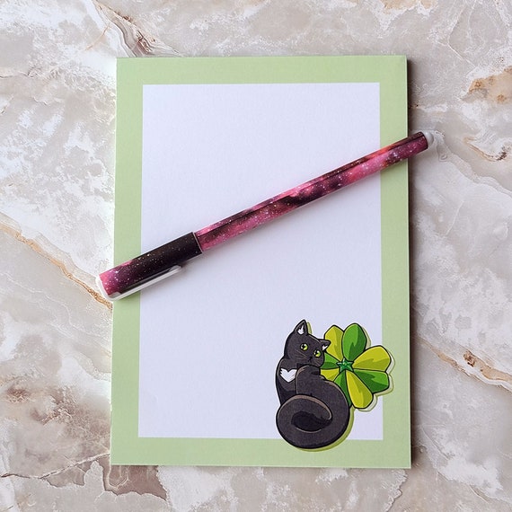 Lucky Cat Notepad 5x7 Kitty notepad black cat cute | Etsy