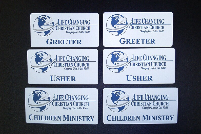 Church Name Tags 1 X 3 With Magnet Back logo | Etsy