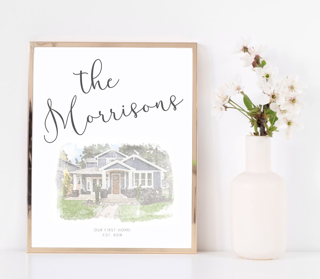 Custom House Portrait Printable, Our First Home Watercolor ...