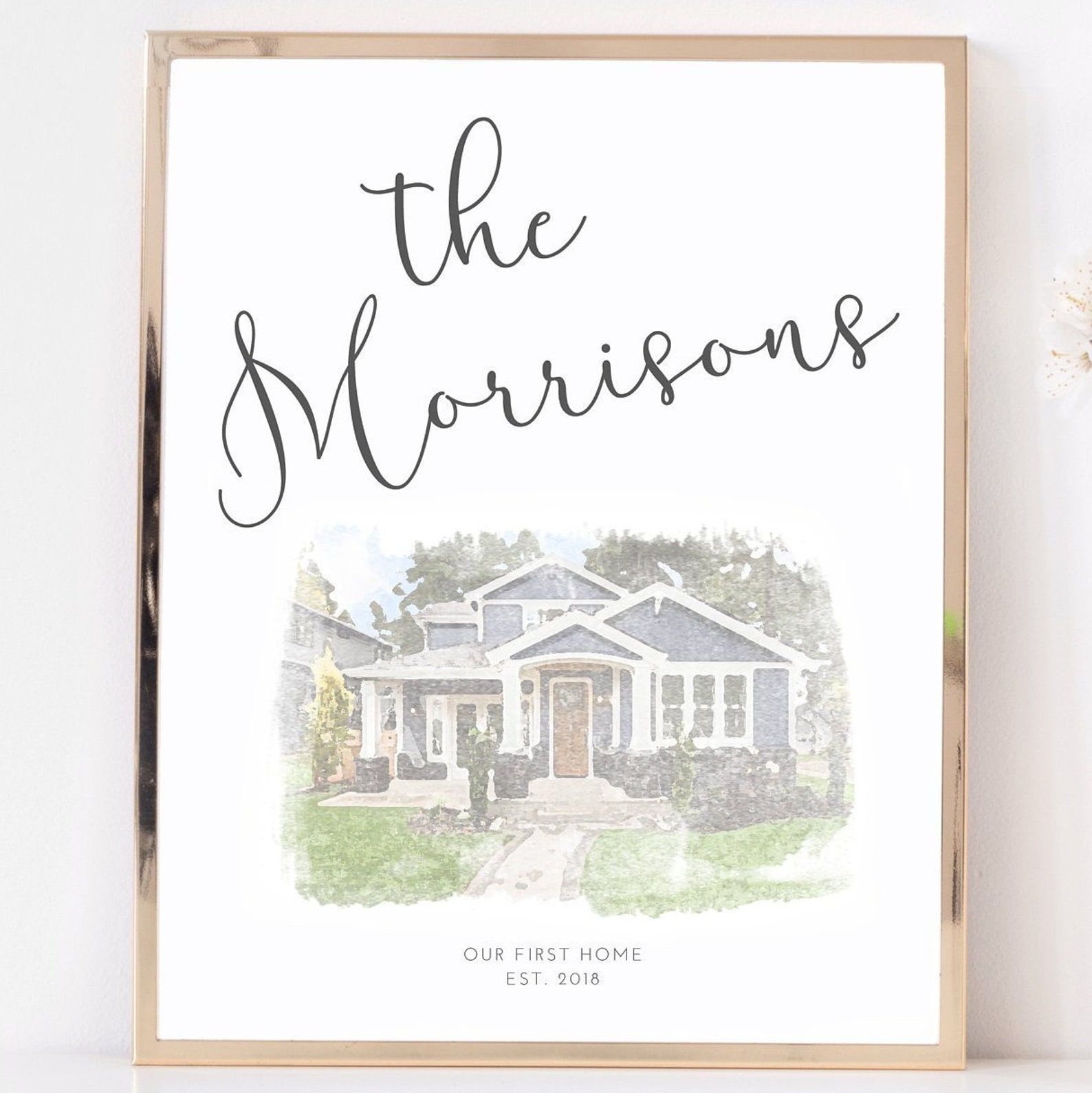 Custom House Portrait Printable Our First Home Watercolor - Etsy