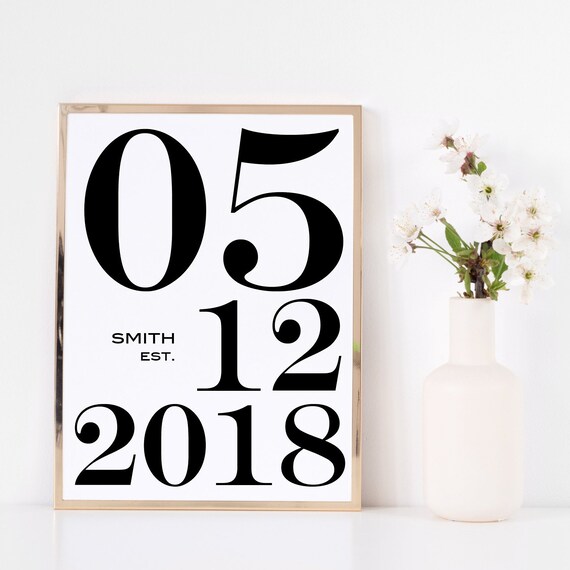 Custom Wedding Date Printable Wedding Date Sign Wedding Date | Etsy