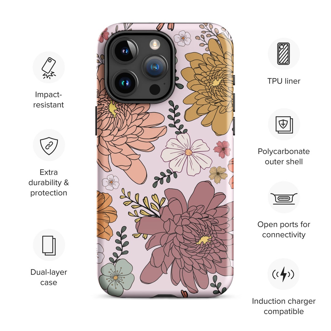 Flower iPhone 15 Case, Aesthetic iPhone 14 Case, Floral iPhone Case ...