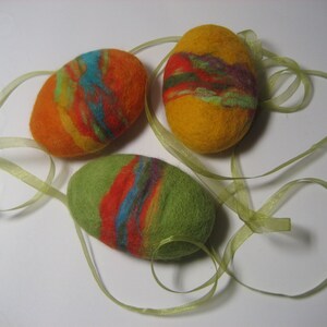 3 Felted Soaps Easter Egg Shape Set in Bulk Lot Soap Scrub and Sponge in 1. Green Yellow Orange ...