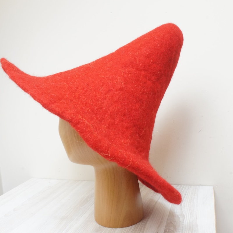 Red Wool Pointy Hat - Etsy