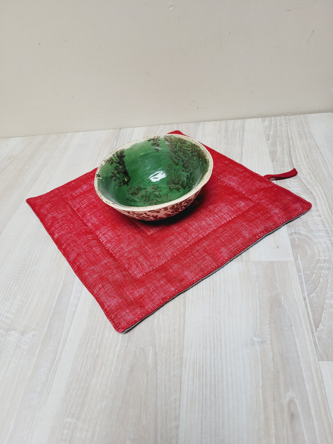 Linen Two Sided Pot Holder, Quilted Heat-insulated Padded Square Oven ...