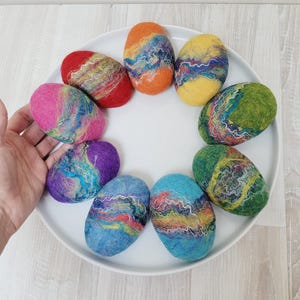3 Felted Soaps Easter Egg Shape Set in Bulk Lot Soap Scrub and Sponge in 1. Green Yellow Orange ...