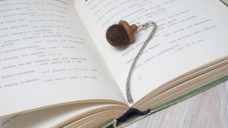 Felted Acorn Bookmark Select Your Color With Real Cap Wool | Etsy