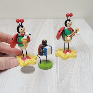 German Erzgebirge Ladybug Band of 3, Easter Ladybird Orchestra ...