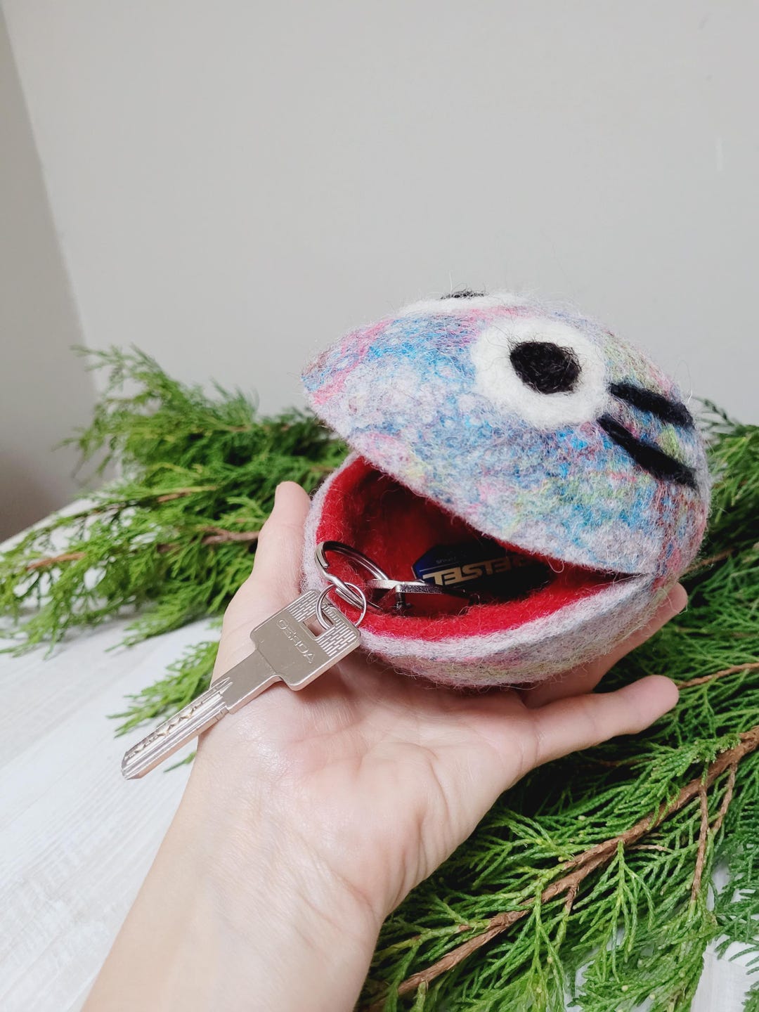 Emoji Face Key Organizer, Felted Bowl Basket Holder for Candies Nuts ...