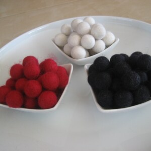 50 Felt Wool Balls (1/2 In. Size) Classic Mix Color: Red Black White - Etsy