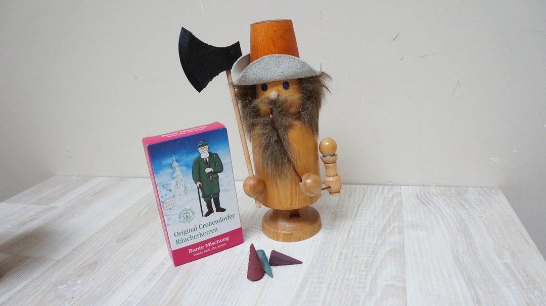 7.25" German Forester Man Incense Smoker Doll, Old Christmas Wooden ...