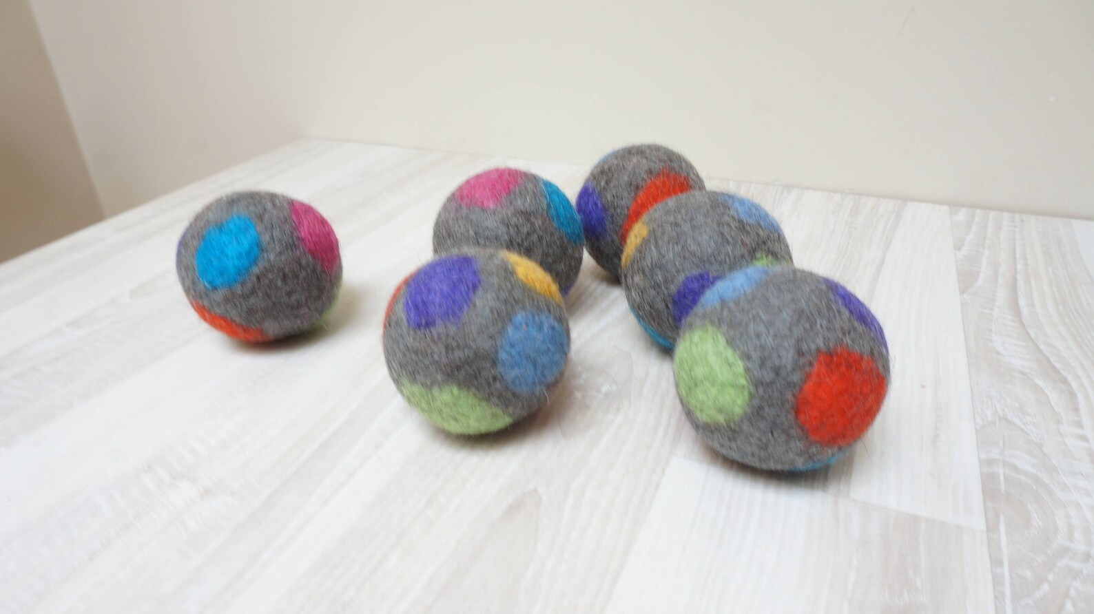 Wool Rattle Ball Large Multicolor Felted Shaker Polka Dots - Etsy