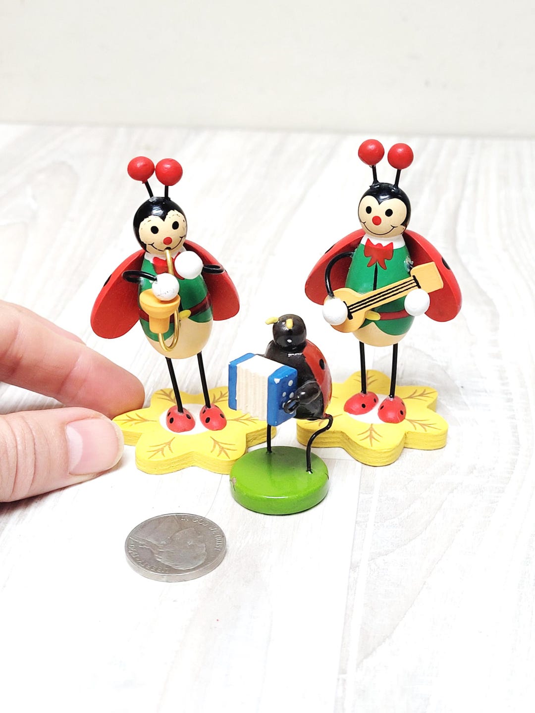 German Erzgebirge Ladybug Band of 3, Easter Ladybird Orchestra ...