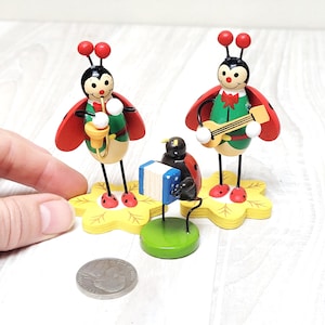 German Erzgebirge Ladybug Band of 3, Easter Ladybird Orchestra ...