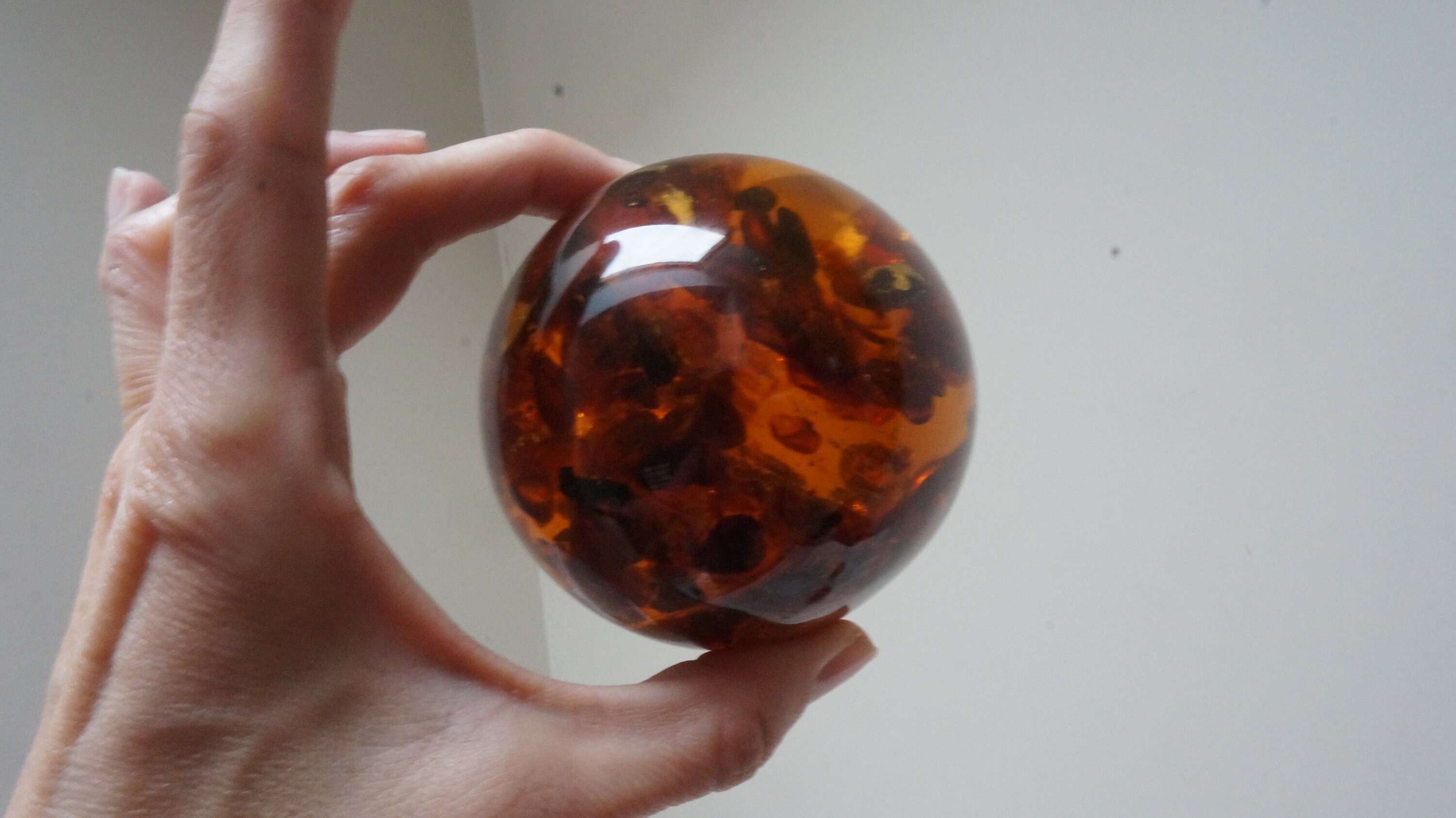 3 or 2.25 Amber chip sphere in resin handmade ball | Etsy