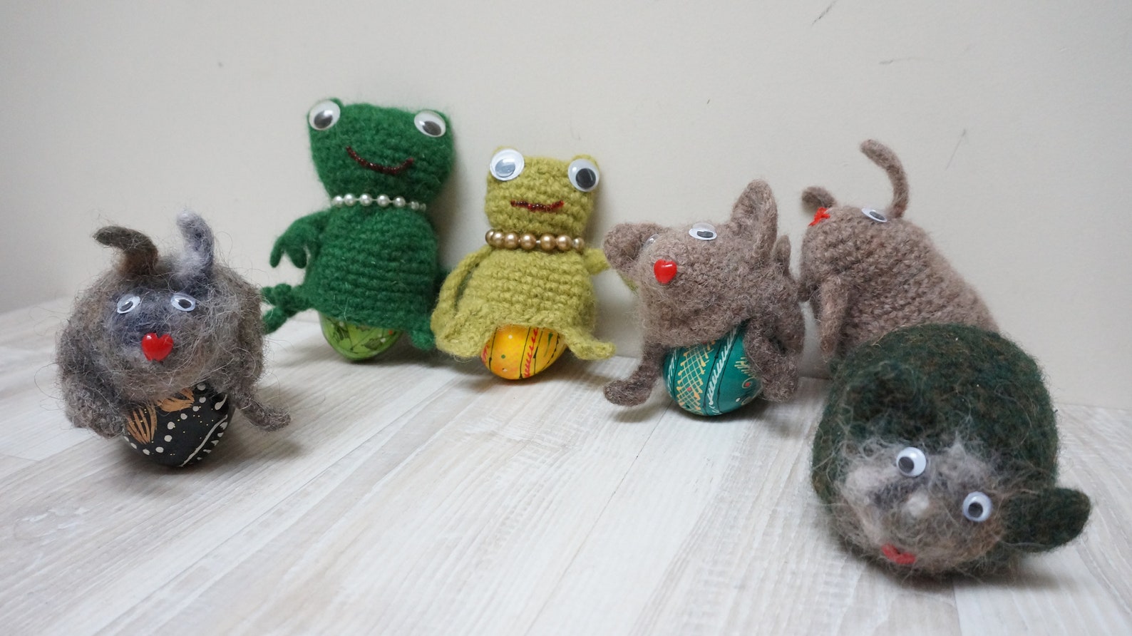 Set of 6 Animal Boil Felted Egg Warmers or Puppet: Frog Rabbit | Etsy