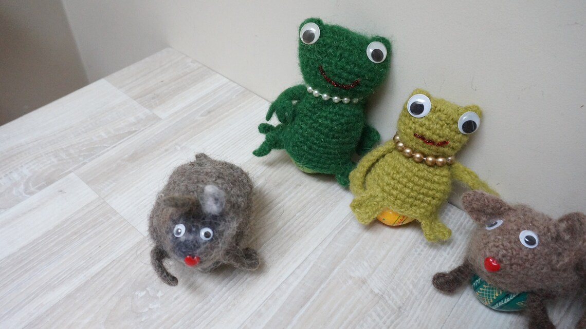 Set of 6 Animal Boil Felted Egg Warmers or Puppet: Frog Rabbit - Etsy