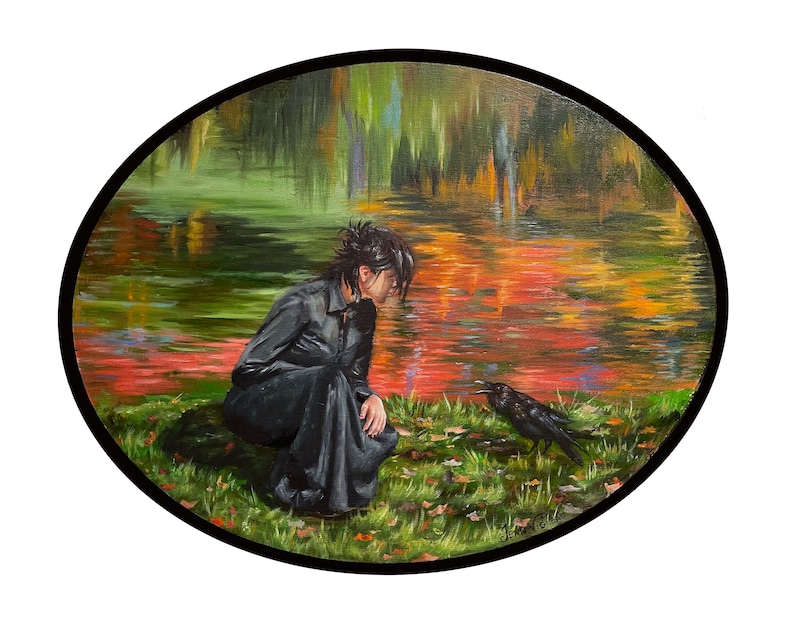 The Conversation - Crow and Girl in Fall Giclee Art Print - Etsy