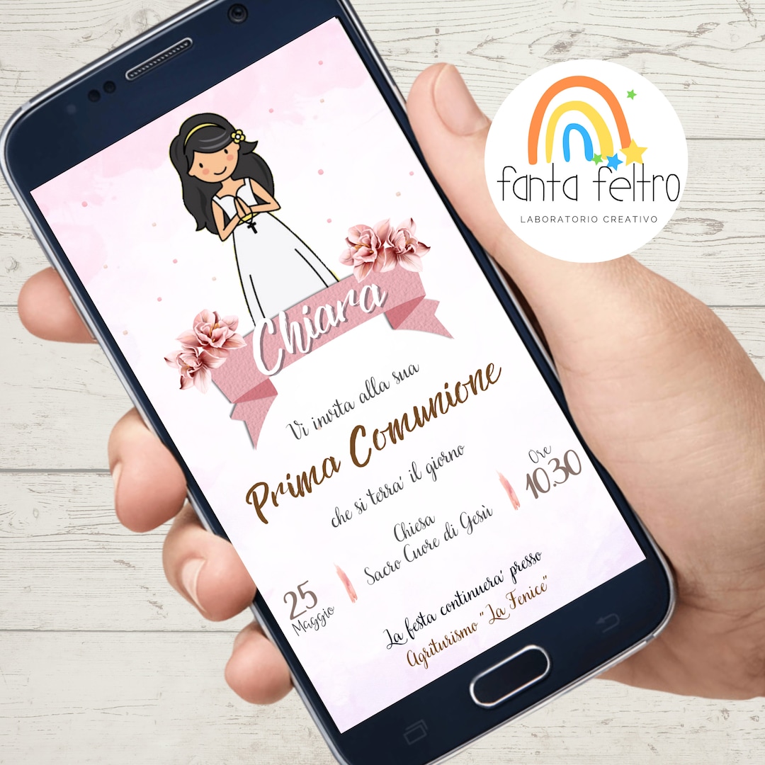 Invito annuncio digitale Prima Comunione bambina ragazza personalizzato ...