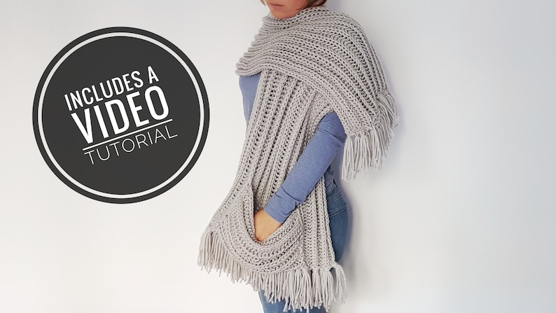 Loom Knit Pocket Shawl Pattern Video Tutorial - Etsy