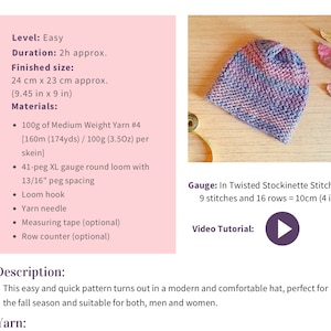 Loom Knit Fall Hat Pattern + Video Tutorial - Etsy