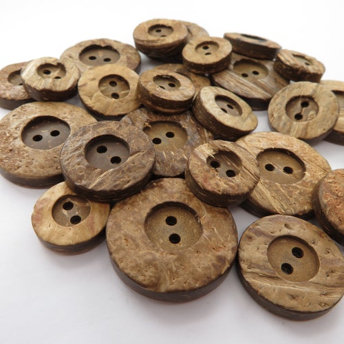 6 Small Wooden Buttons 20mm Black Wood Button Set Hand | Etsy