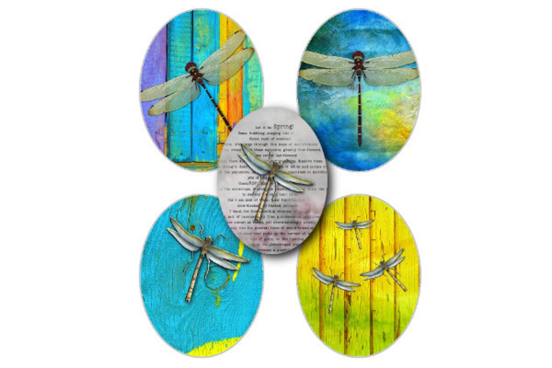 Oval 30 X 40 Mm Dragonfly Art Magical Mystic Floral Steampunk Digital ...