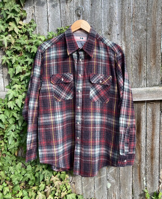 Vintage Purple Plaid Flannel Shirt Tartan Lumberjack Gem