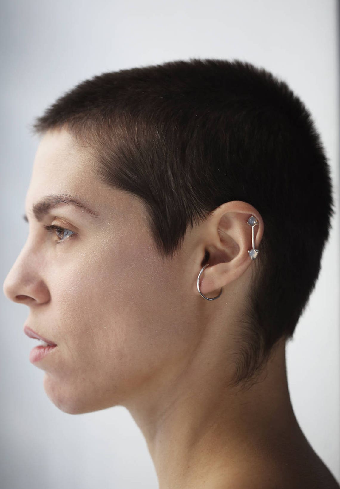 Tess Minimal Ear Climber Silver Earrings - Etsy