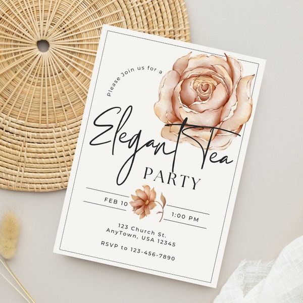 Tea Party Invite Canva - Etsy
