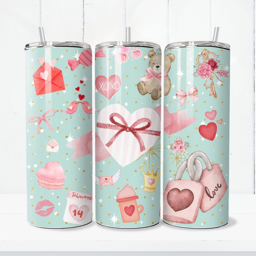 Retro Valentines 20 Oz Skinny Tumbler Sublimation Design - Etsy