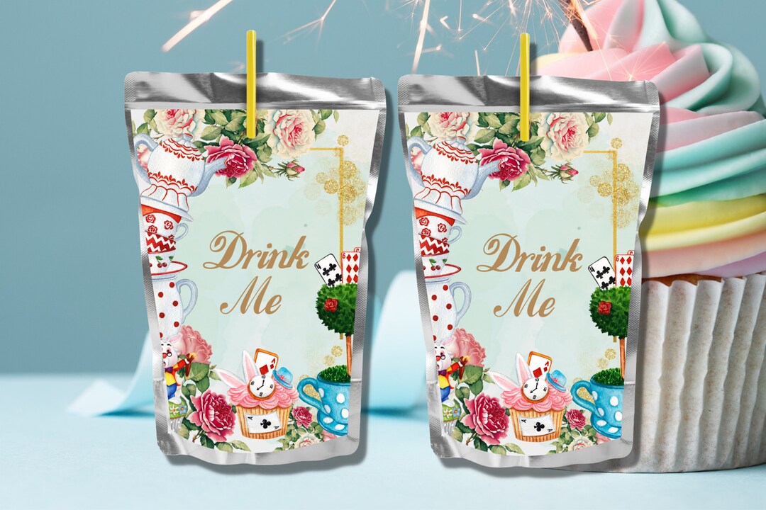 CAPRI Sun Printable Alice in Wonderland Juice Pouch Labels - Etsy