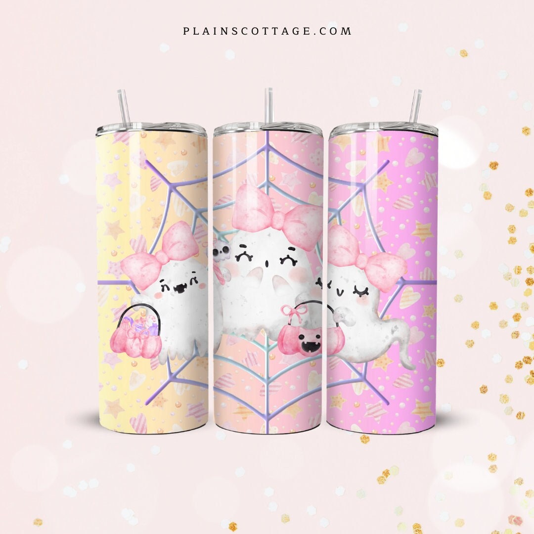 3D Inflated Halloween Pink Ghosts Pastel Tumbler Wrap - Etsy