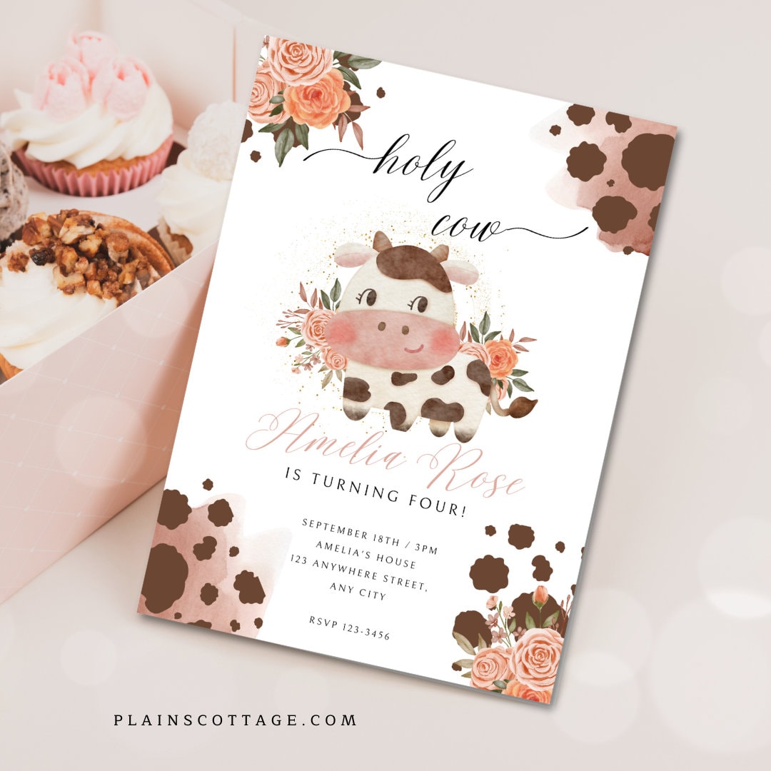 Highland Cow Birthday Invitation Holy Cow Birthday Invitation, Editable ...