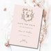 Preppy Crest Save the Date, Pink Monogram Bridal Personalized ...