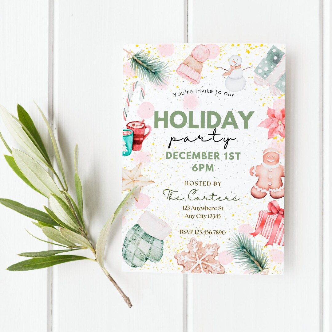 Editable Holiday Party Invitation, Customized Holiday Dinner Party ...