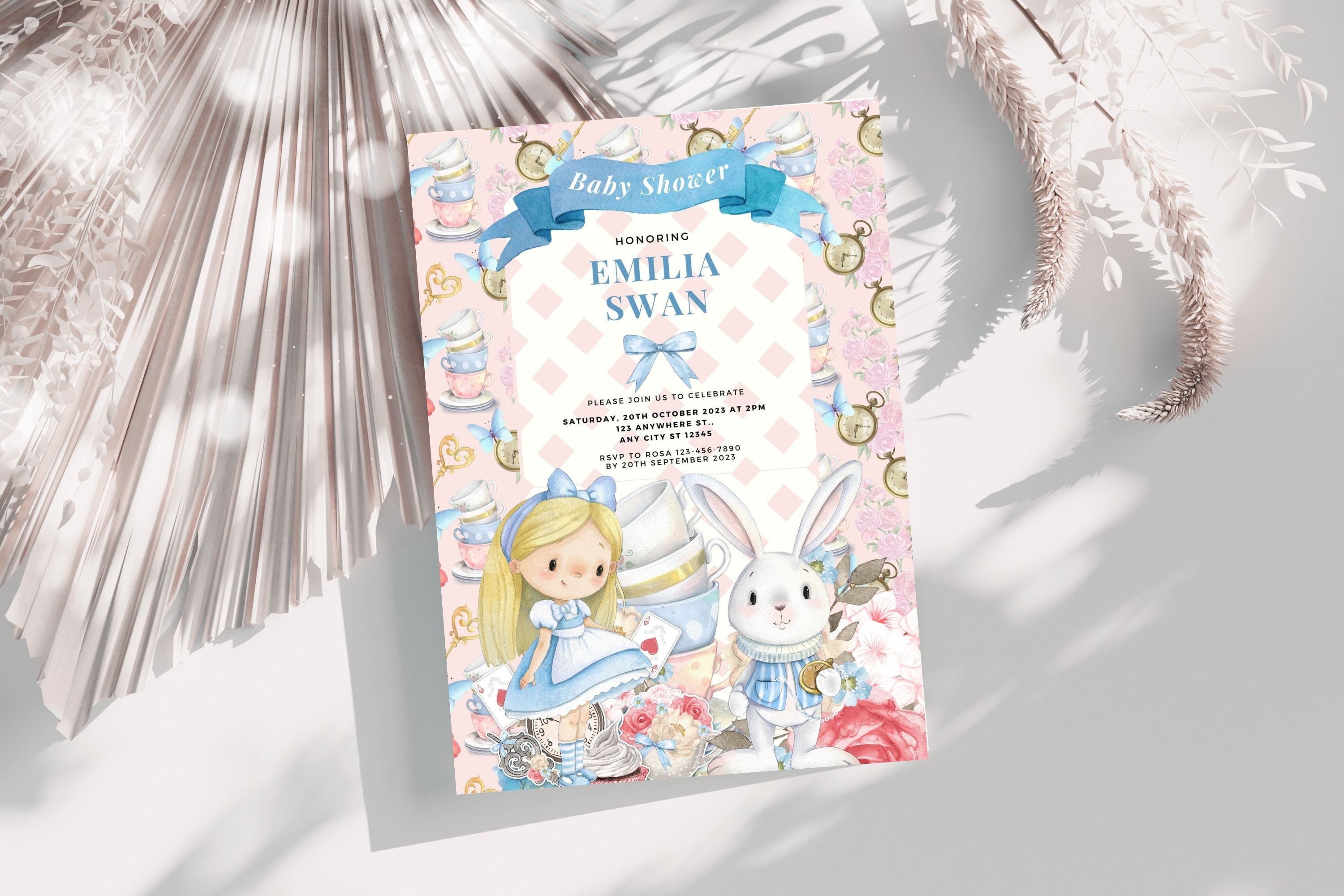 Alice in Wonderland Baby Shower Invitation 5x7 Alice in Wonderland Its ...