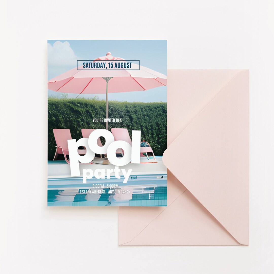 Summer Pool Party Custom Invitation, Splish Splash Birthday Swimming ...