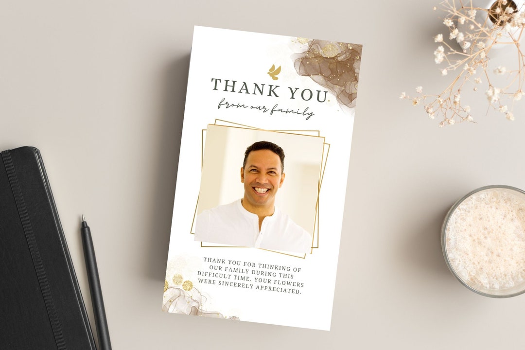 Funeral Thank You Card Editable Funeral Note Thank You Neutral ...
