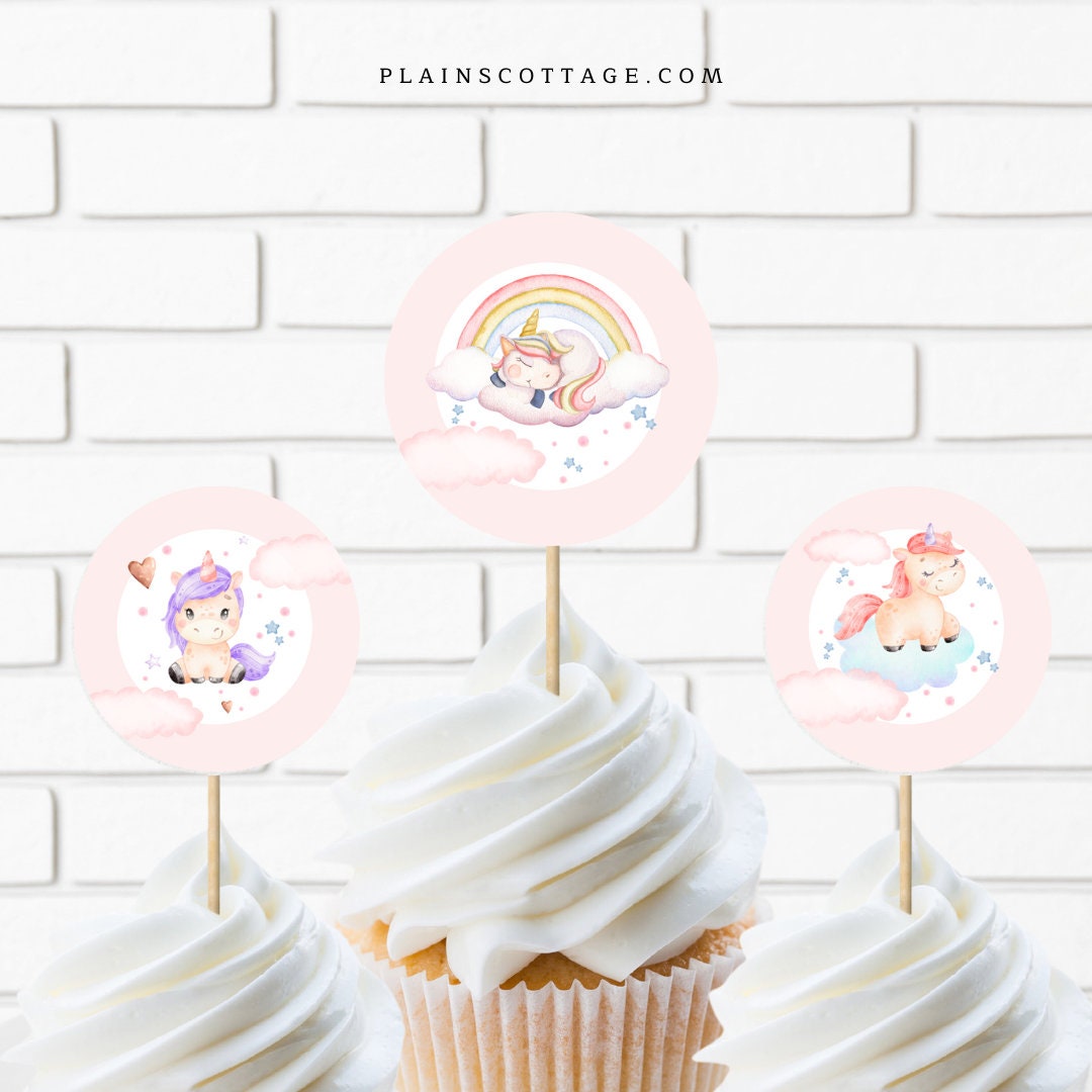 Unicorn Cupcake Toppers Birthday Unicorn Party Decoration - Etsy