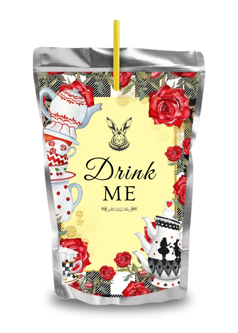 CAPRI Sun Printable Alice in Wonderland Juice Pouch Labels - Etsy