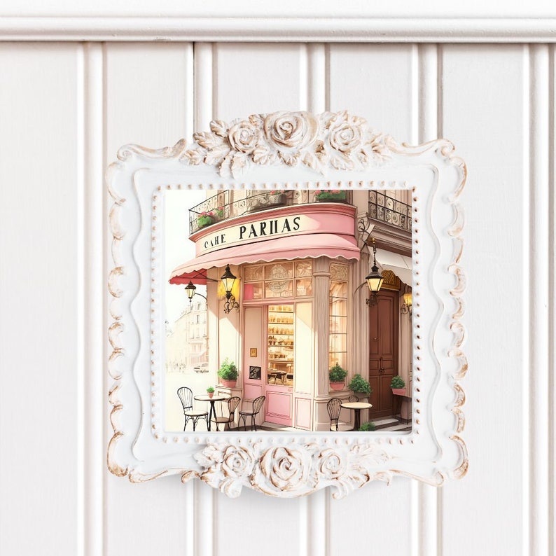 Pink Kitchen Wall Art Printable, Shabby French Cafe Chic Print, French ...