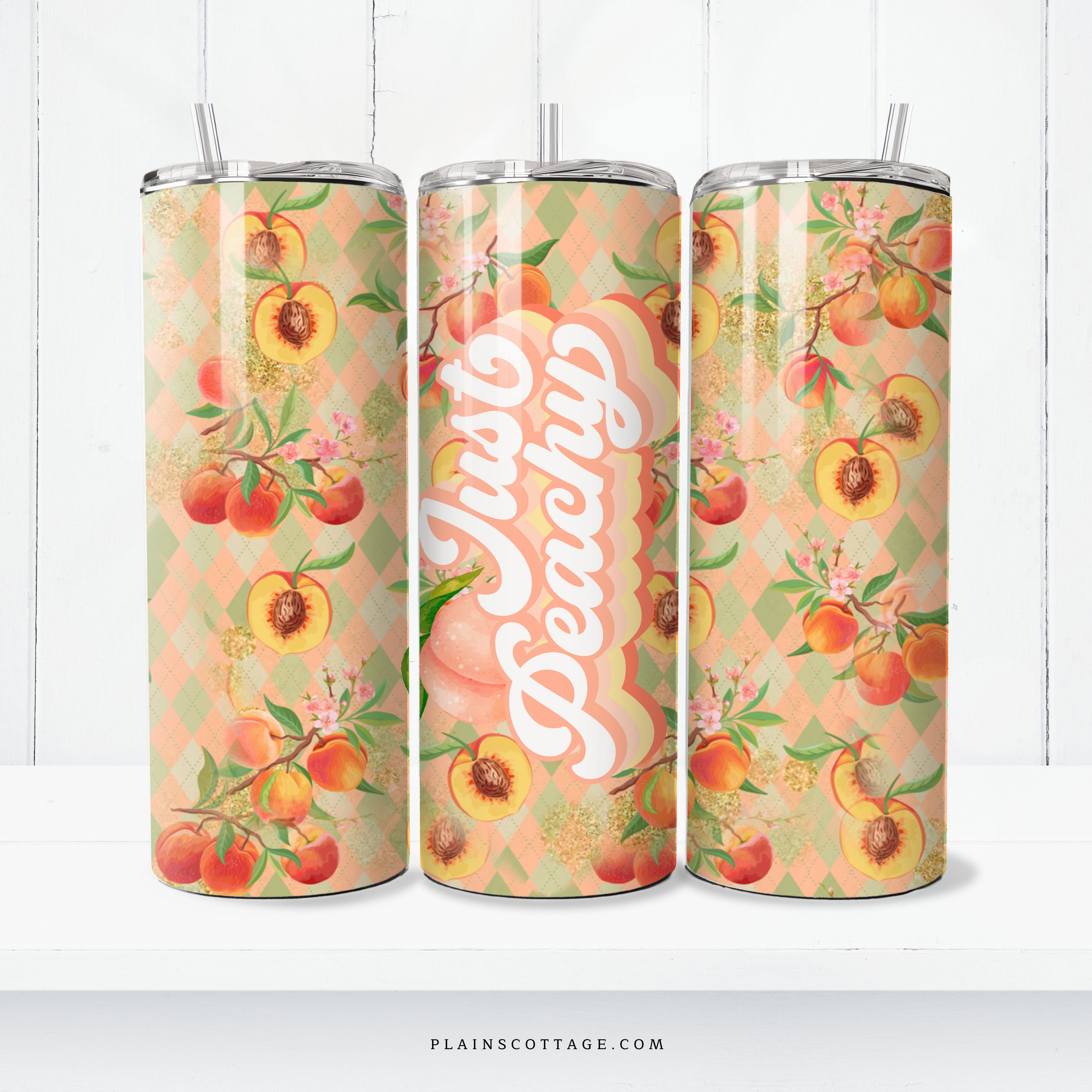 Preppy Peach 20 Oz Skinny Tumbler Sublimation Design Digital Download ...