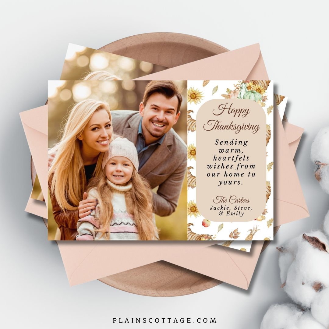 PRINTABLE Custom Thanksgiving Photo Card, Digital, Modern Thanksgiving ...