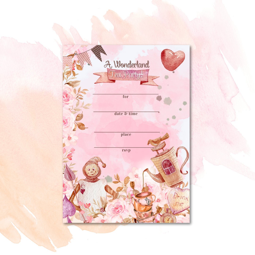 Alice in Wonderland DIY Tea Party Invitation Write in Type in - Etsy