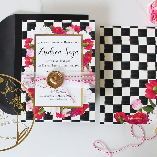 Black Checker Baby Shower Invitation - Etsy