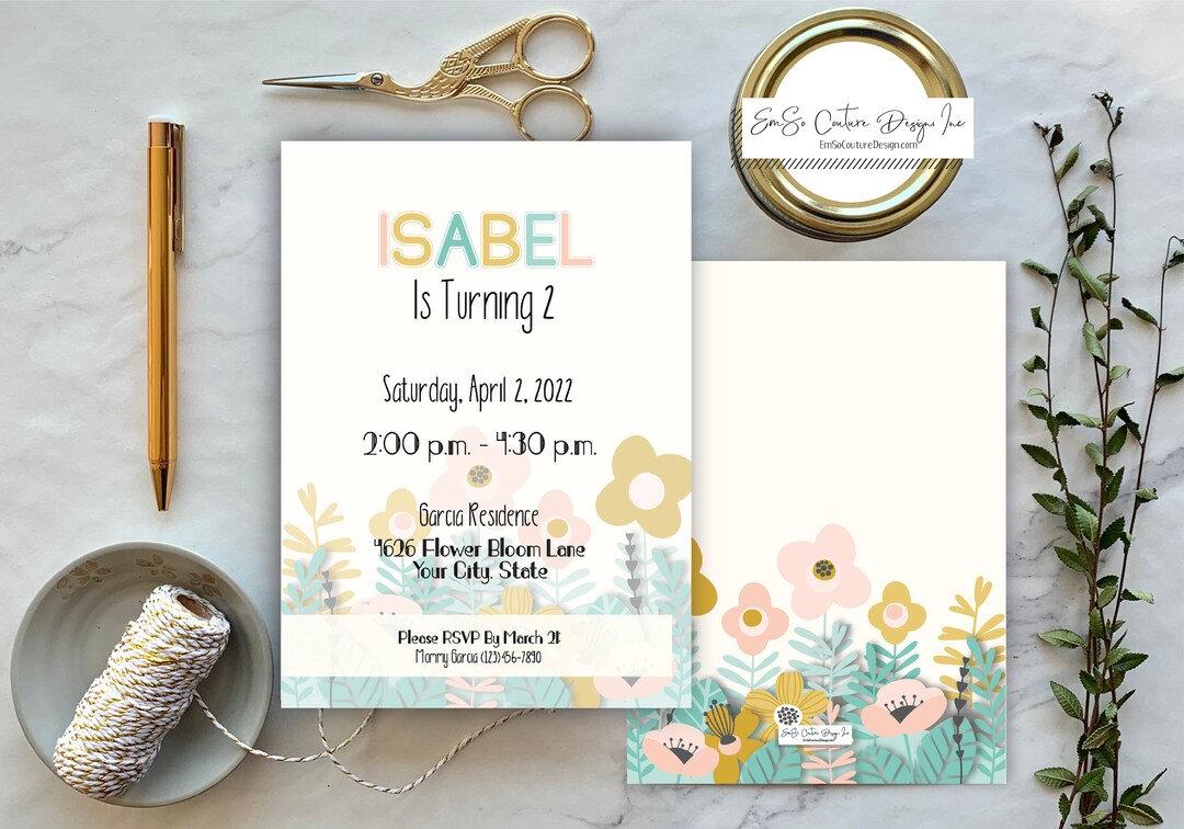 Floral Invitation. Floral Birthday Invite. Floral Invite. Floral Bridal ...