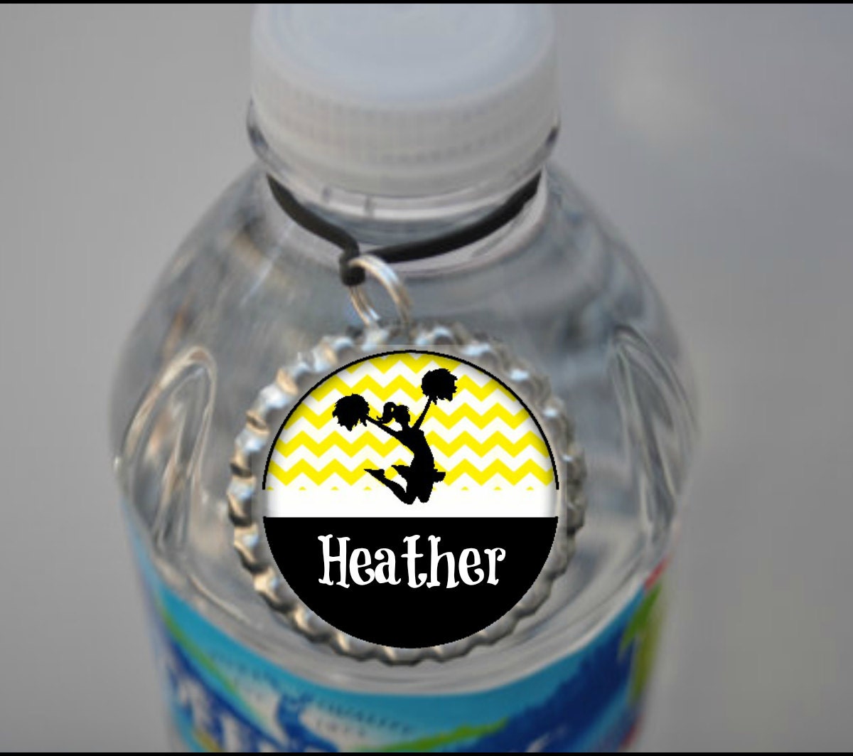 Personalized Turquoise Chevron Cheer Water Bottle Tag Cheer - Etsy