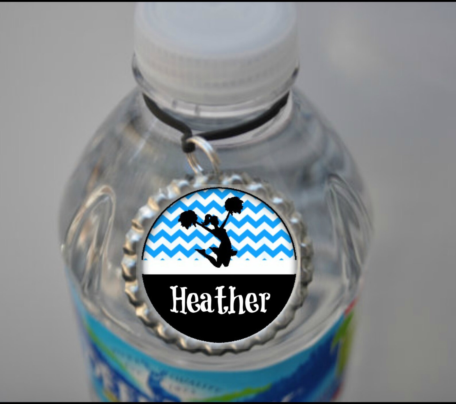 Personalized Turquoise Chevron Cheer Water Bottle Tag Cheer - Etsy
